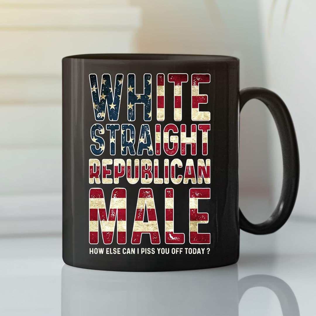 White Straight Republican Male Coffee Mug American Flag - Bluefink