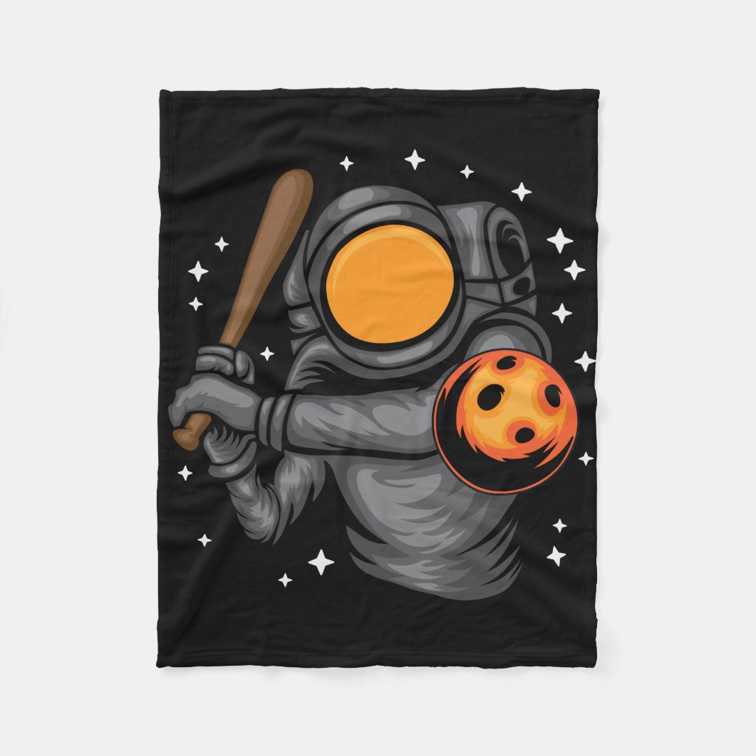 Astronaut Playing Baseball In Space Blanket, Baseball Fan - Bluefink