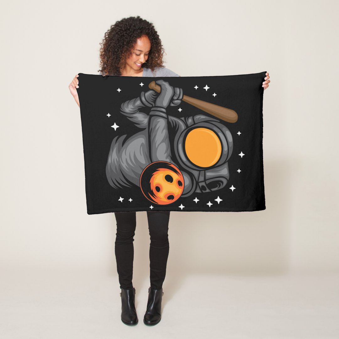Astronaut Playing Baseball In Space Blanket, Baseball Fan - Bluefink