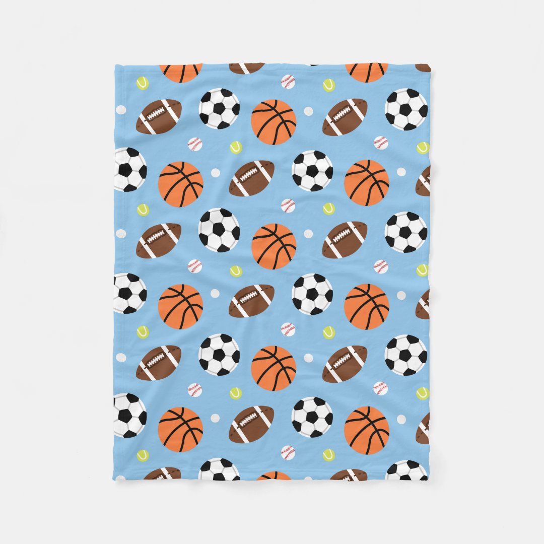 Balls Sports Themed Pattern For Boys Blanket - Bluefink