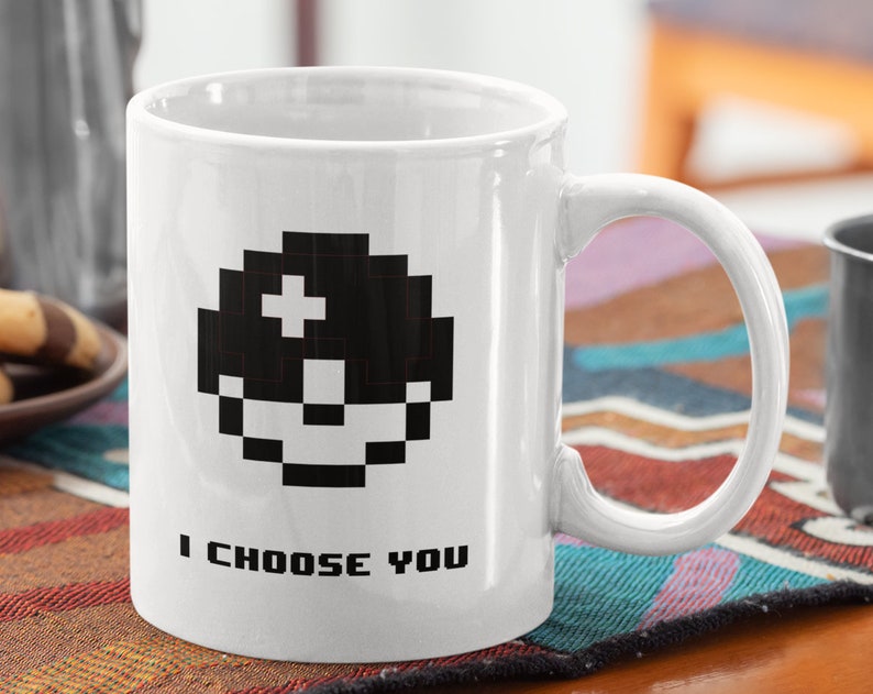 Gamer Geek Funny Valentine Coffee Mug, I Choose You, 8 Bit Mug ...