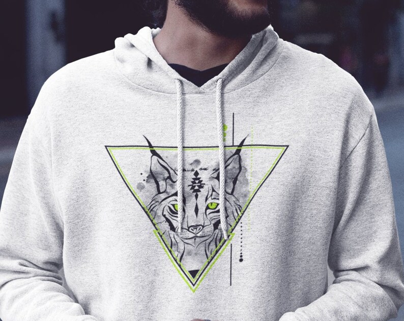 Geometrical Lynx, Unisex Sweatshirt, Bobcat animal spirit totem ...