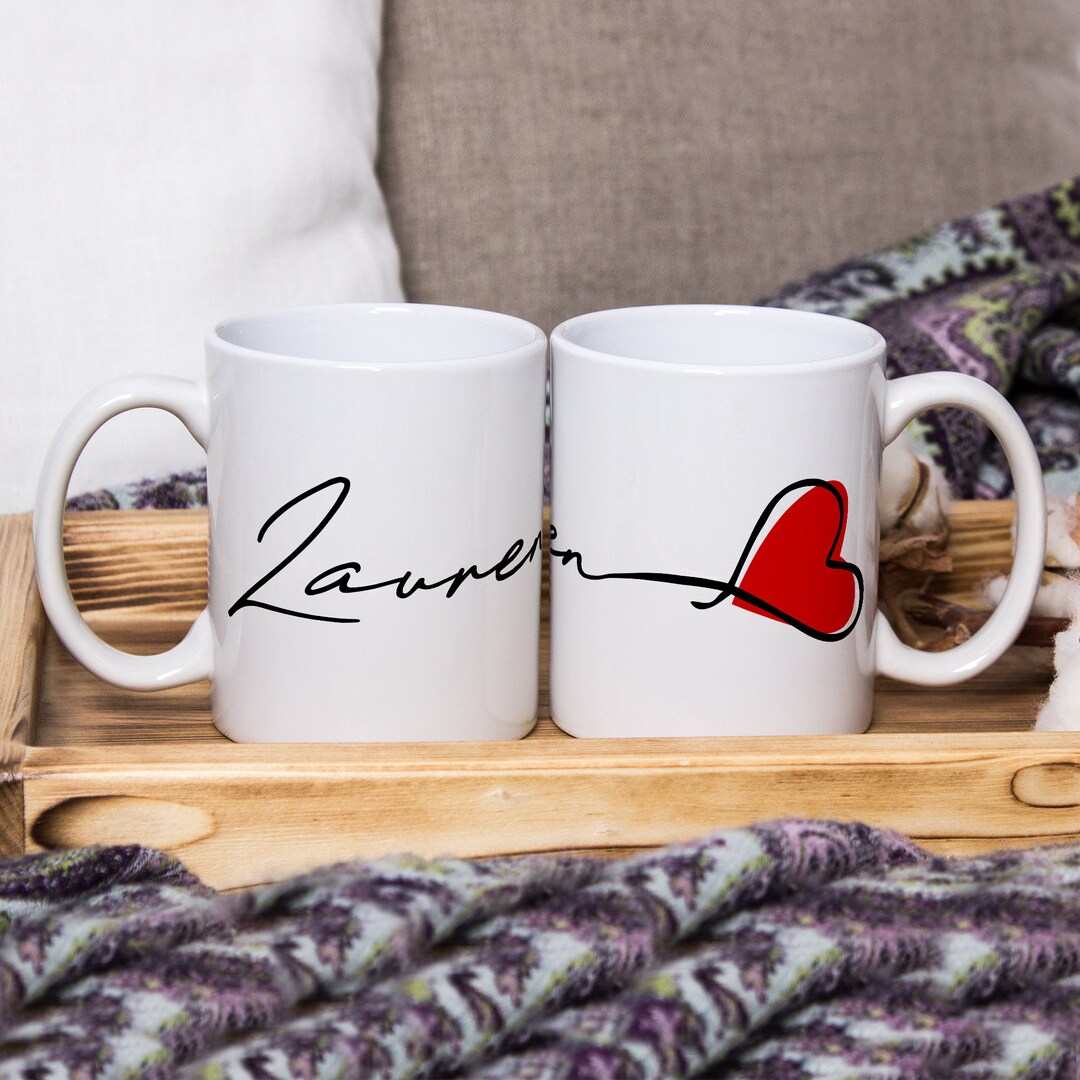 Personalised Valentine's Day Name And Heart Ceramic Mug - Any Name ...