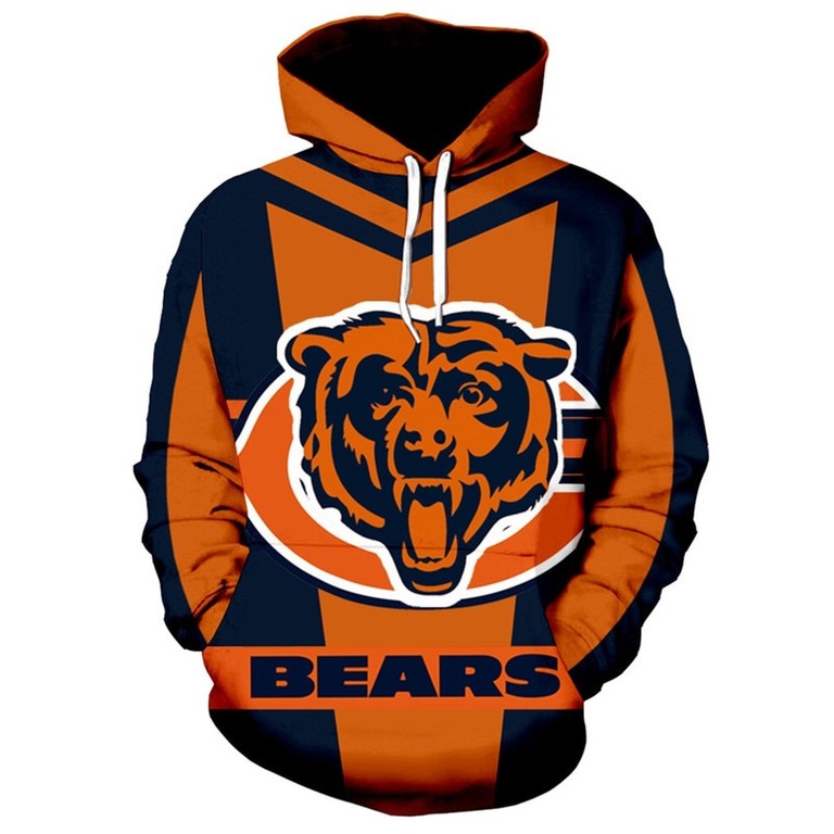 Personalized Nfl Chicago Bears Hoodie 3D Bear Face Classic Chicago ...