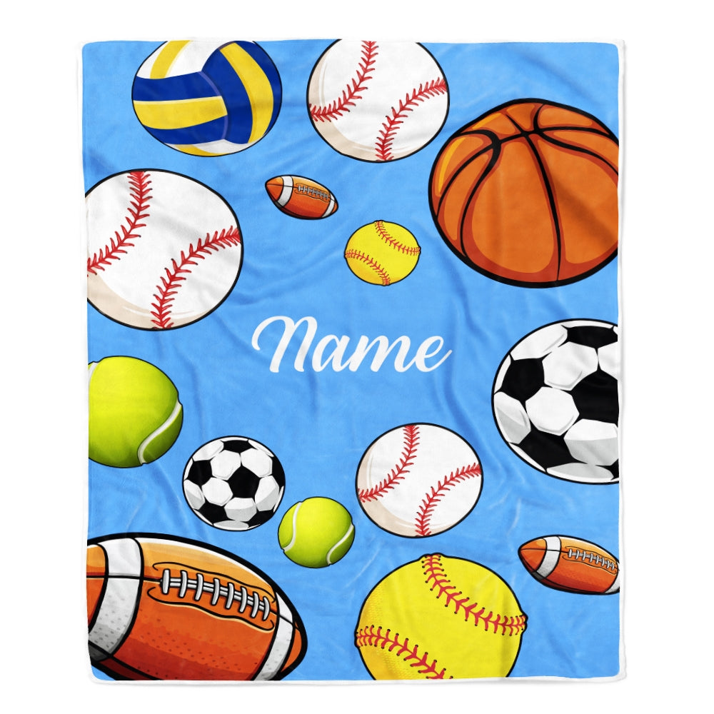 Personalized Sports Ball Baby Blanket With Name Custom Baby Nursery For ...