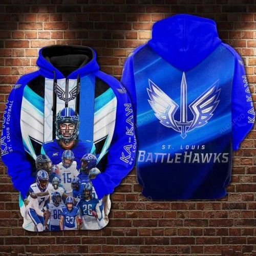 St. Louis Battlehawks Xfl The Dome Blue 3D Full Print Hoodie And Zip Up ...