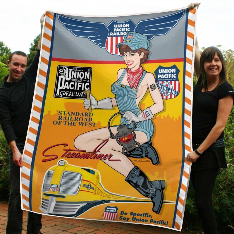 Up Union Pacific Railway Railroad Unionpacific Blanket - Bluefink