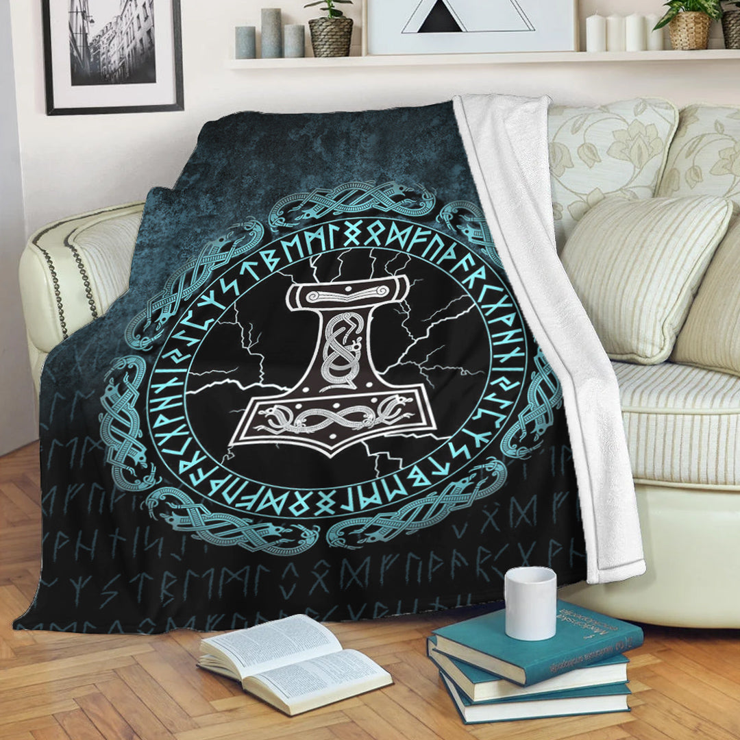 Viking Blanket Mjolnir Hammer of Thor Runes Sherpa Fleece Blanket Gifts ...