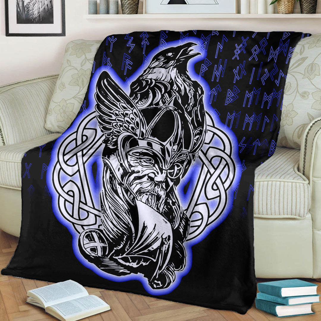 Viking Blanket Odin Raven Viking Set Blue Sherpa Fleece Blanket Gifts ...