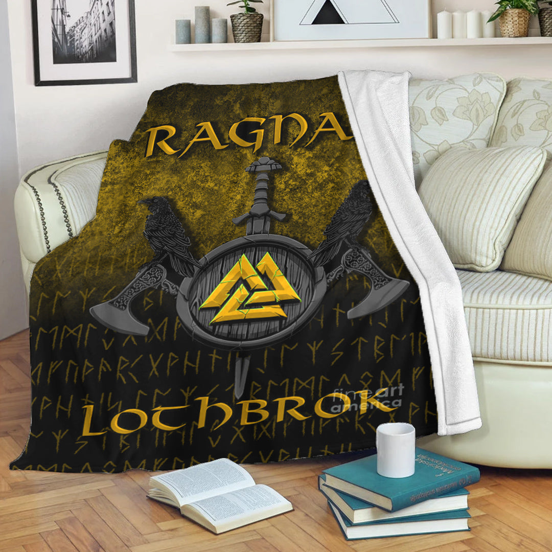 Viking Blanket Ragnar Lothbrok Ragnar Lodbrok Viking Warrior Gold ...