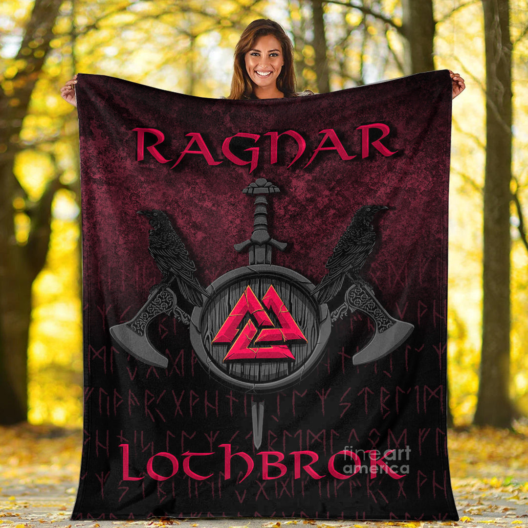 Viking Blanket Ragnar Lothbrok Ragnar Lodbrok Viking Warrior Red ...