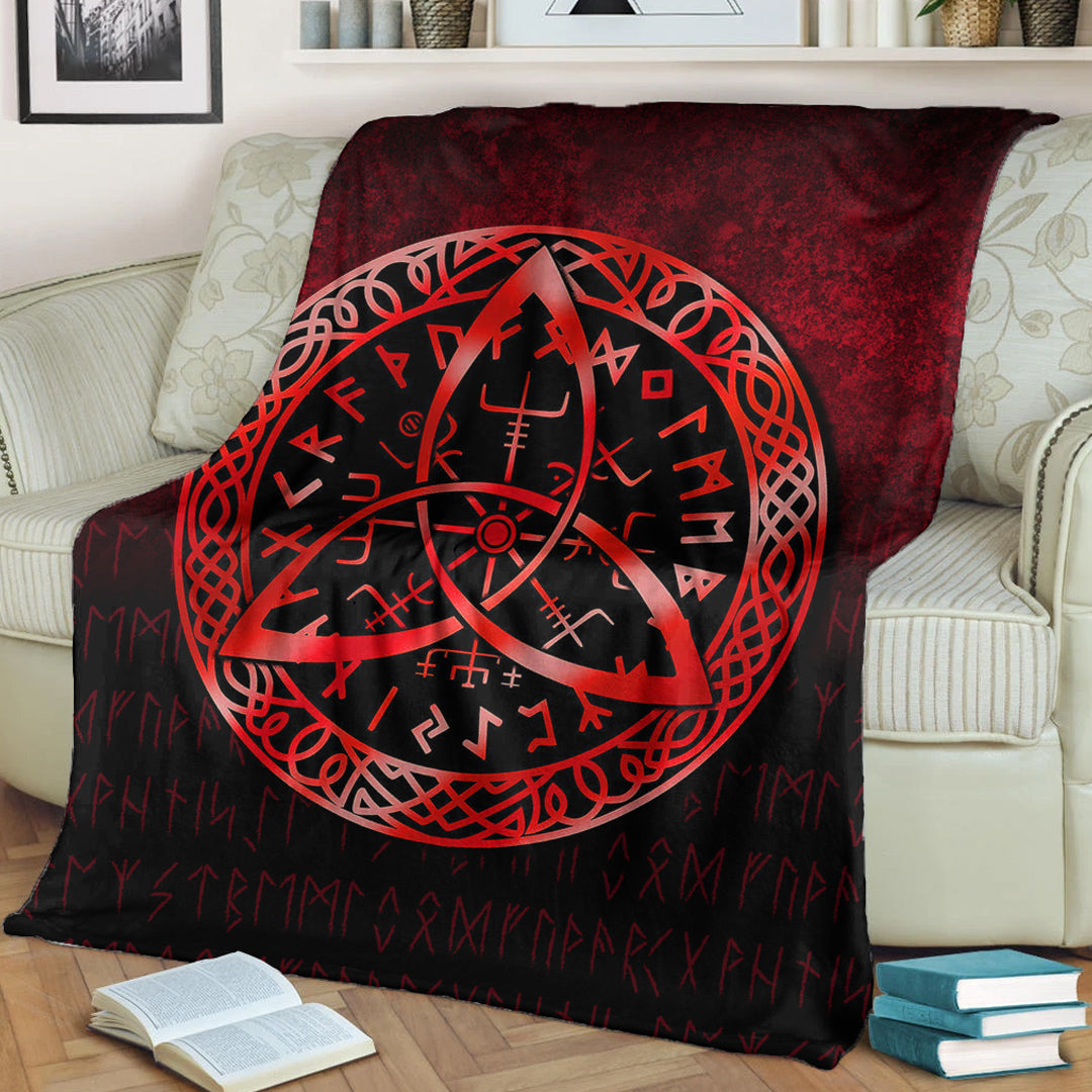 Viking Blanket Vegvisir Nordic Viking Rune Red Version Sherpa Fleece ...
