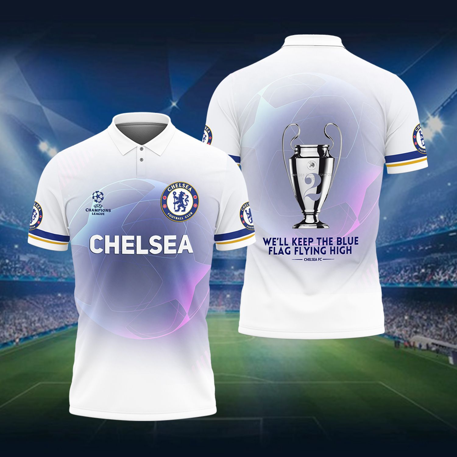 3D Printed Chelsea Nqp-Nh Polo Shirt Ver 2 (White) - Bluefink