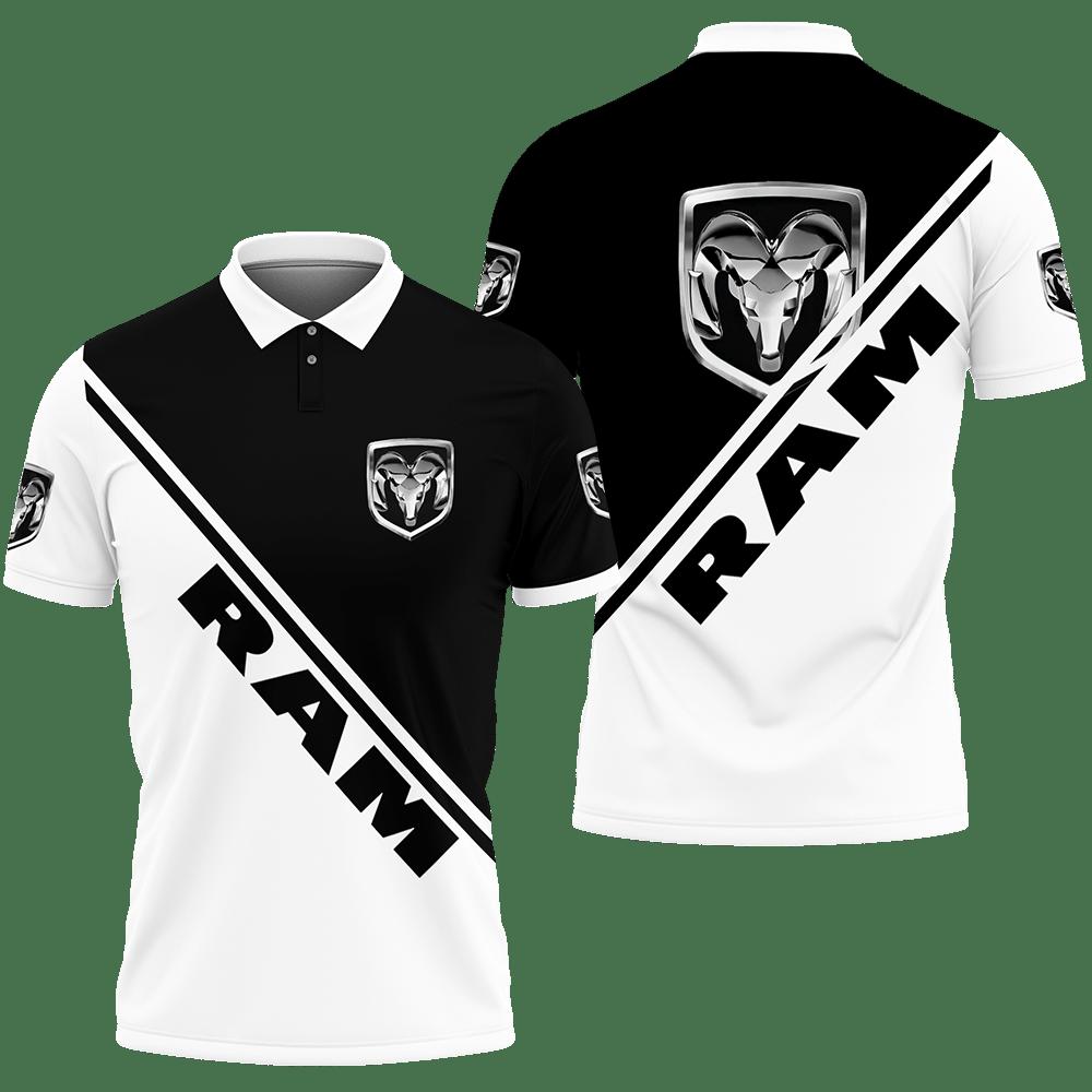 3D Printed Dodge Ram Polo Shirt Ver 2 (White) - Bluefink