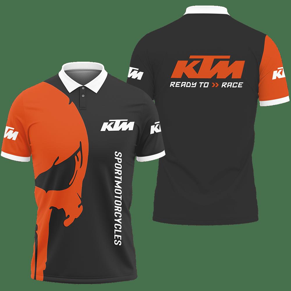 3D Printed Ktm Racing Nct-Va Polo Shirt Ver 2 (Grey) - Bluefink