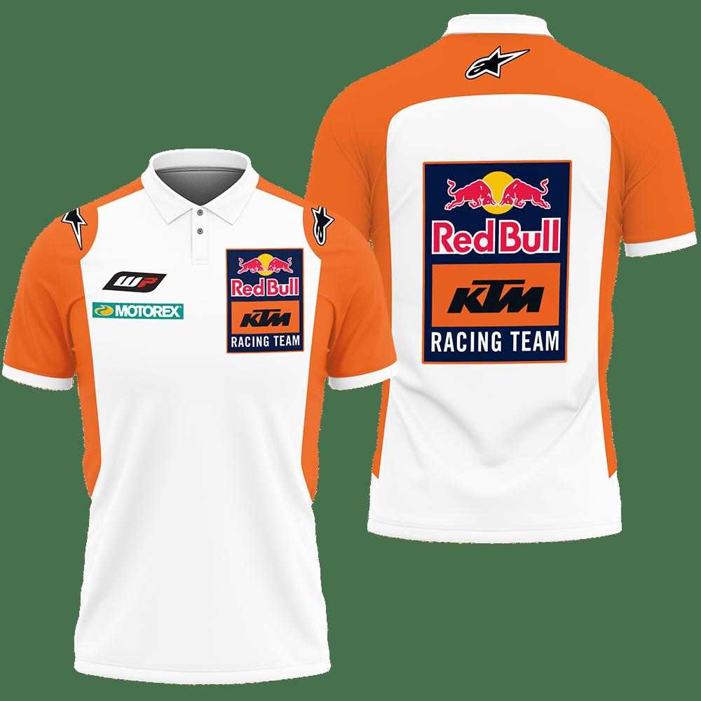 3D Printed Ktm Racing Nth-Nh Polo Shirt Ver 1 (White) - Bluefink
