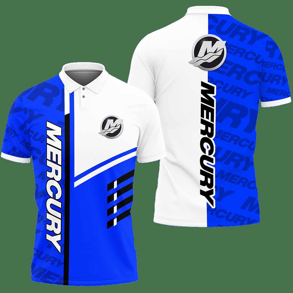 3D Printed Mercury Marine BDA-HT Polo Shirt Ver 1 (Blue) - Bluefink