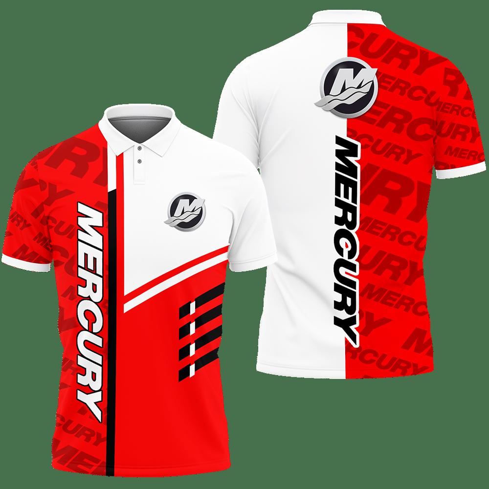 3D Printed Mercury Marine BDA-HT Polo Shirt Ver 1 (Red) - Bluefink