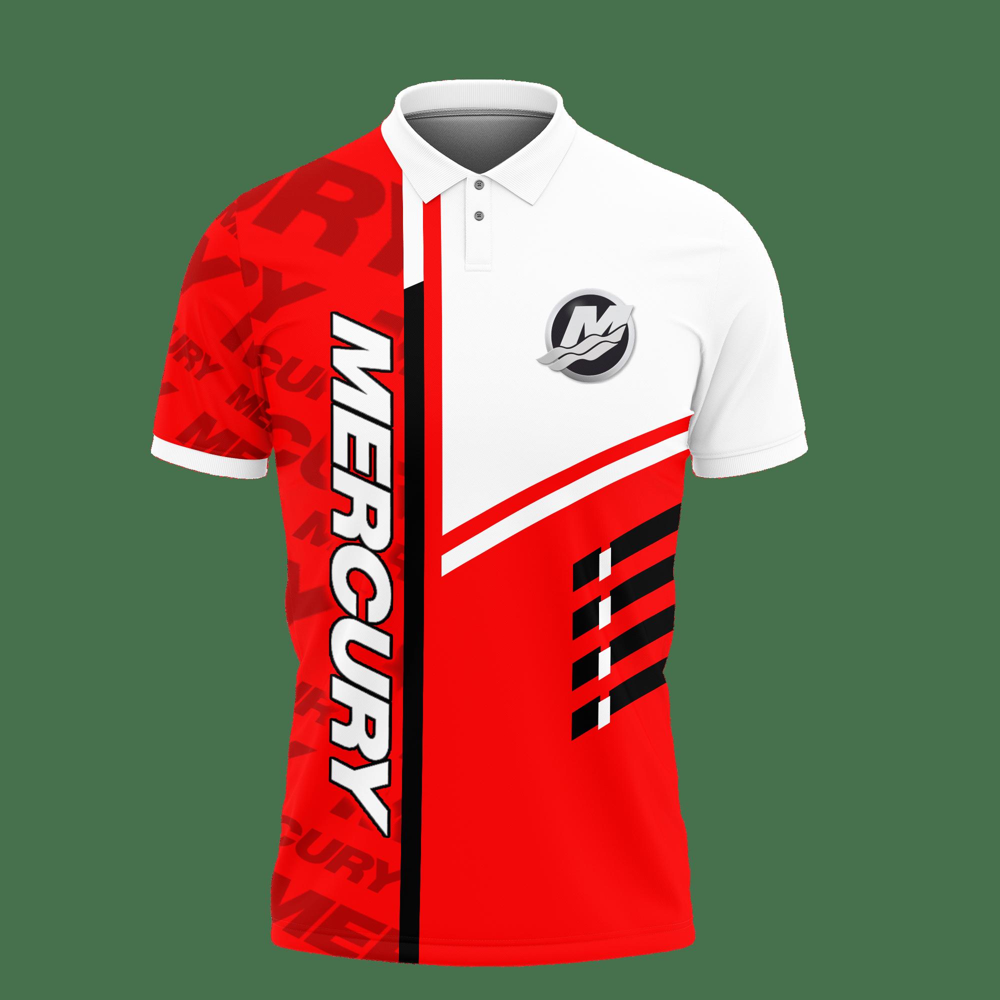 3D Printed Mercury Marine BDA-HT Polo Shirt Ver 1 (Red) - Bluefink