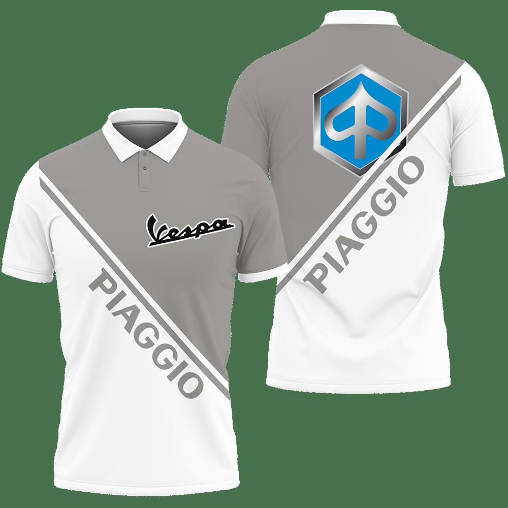 3D Printed Piaggio Vespa Nct-Ht Polo Shirt Ver 2 (Grey) - Bluefink