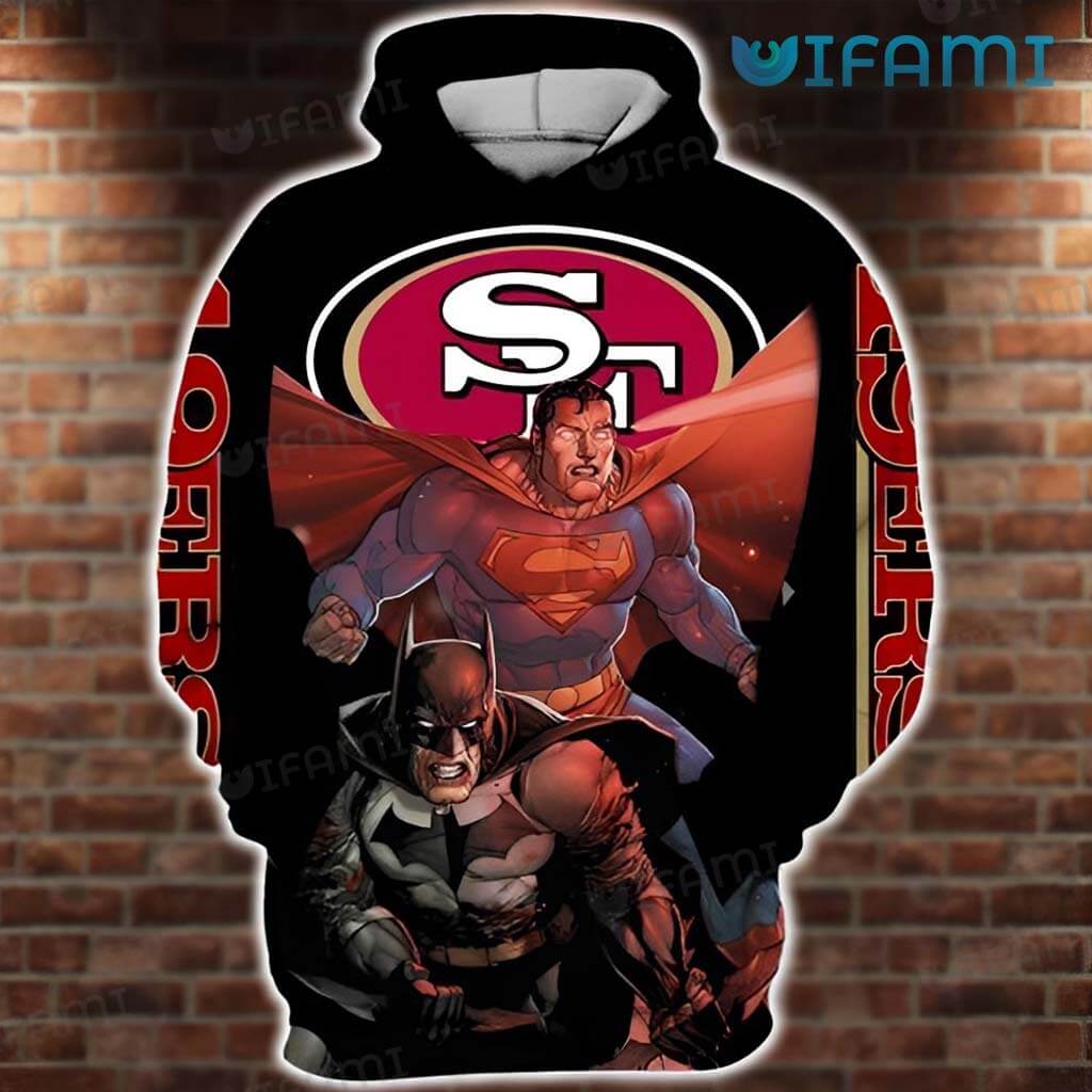49ers Hoodie 3D Batman And Superman San Francisco 49ers Gift - Bluefink