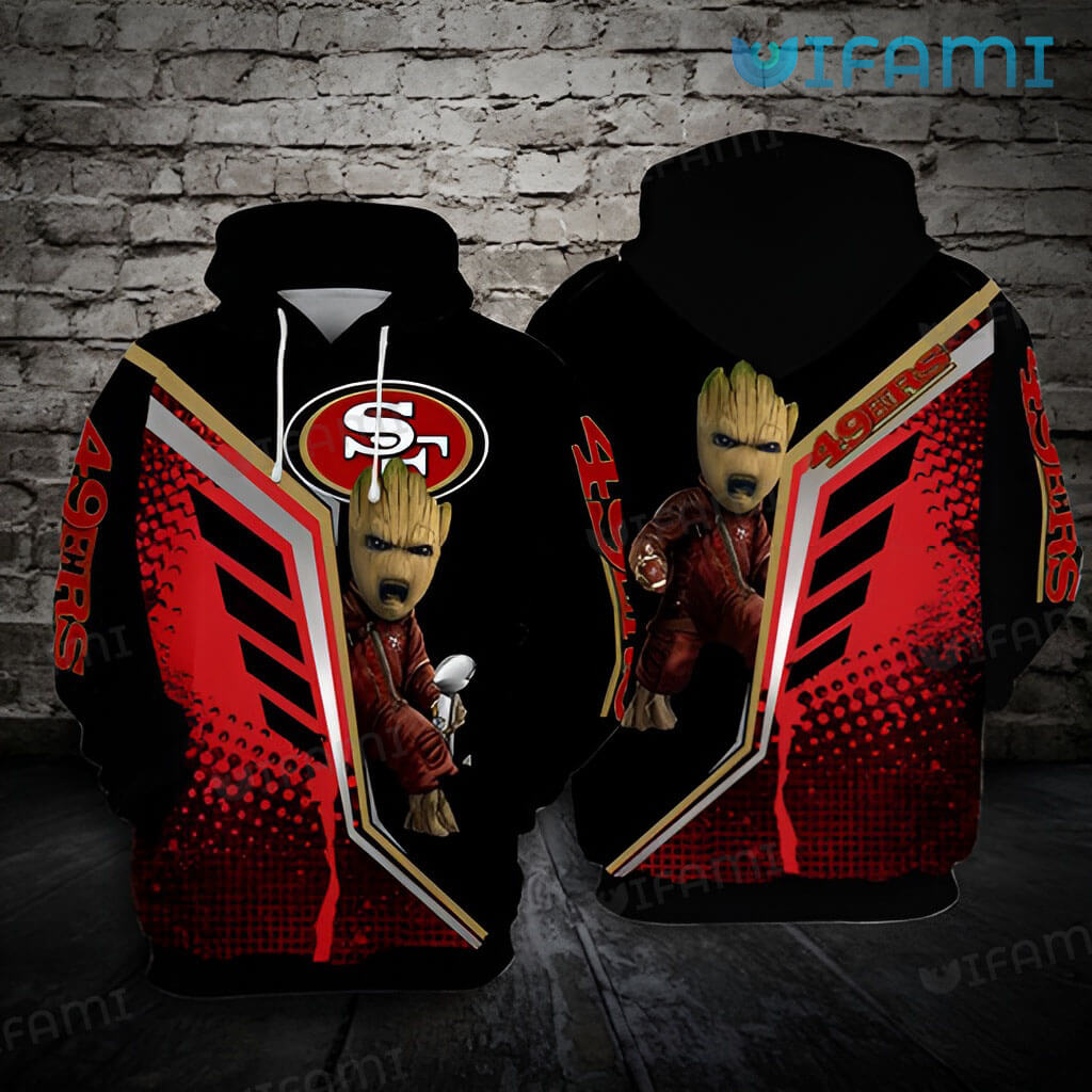 49ers Hoodie 3D Groot Super Bowl Trophy San Francisco 49ers Gift - Bluefink