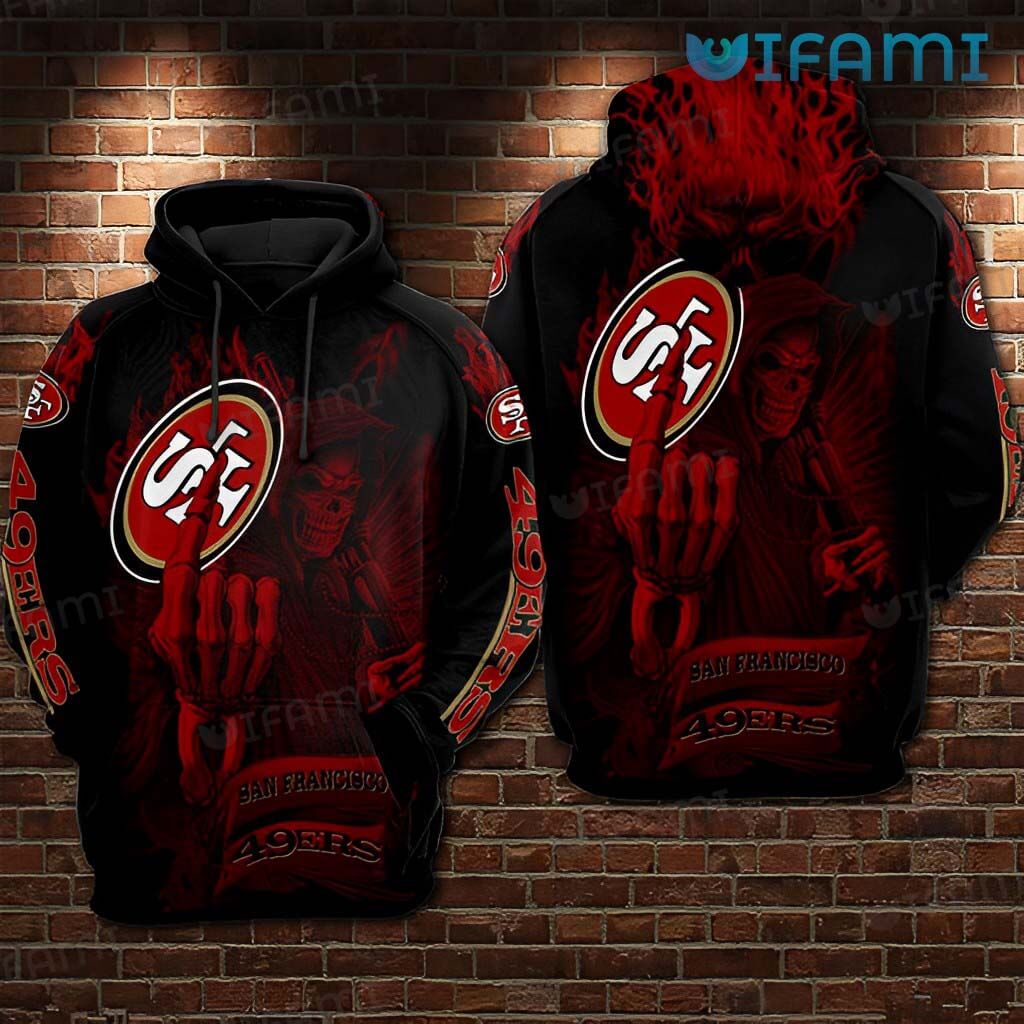 49ers Skull Hoodie 3D Death Playing Logo San Francisco 49ers Gift ...