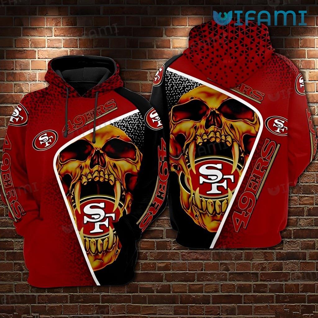 49ers Skull Hoodie 3D Holding Logo San Francisco 49ers Gift - Bluefink