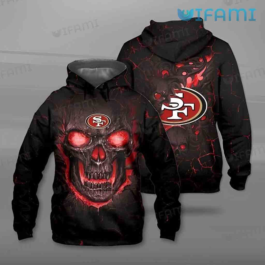 49ers Skull Hoodie 3D Logo San Francisco 49ers Gift - Bluefink