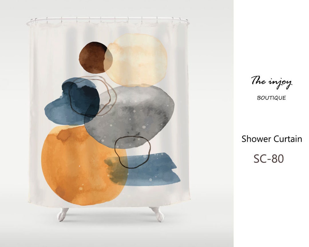Abstract Art Shower Curtain, Color Blocks, Nordic Style Minimalism ...