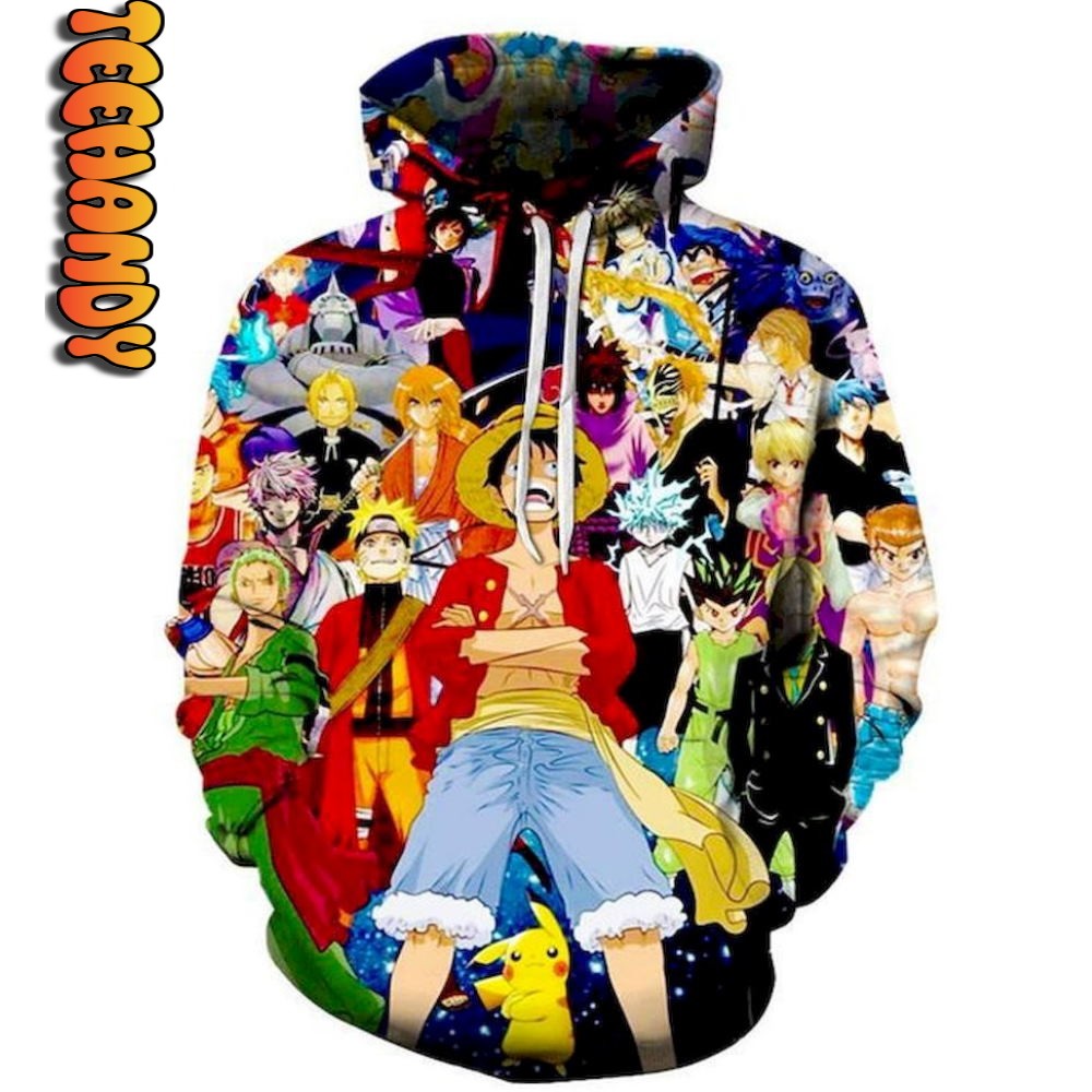 Anime All Stars 3D Hoodie - Bluefink