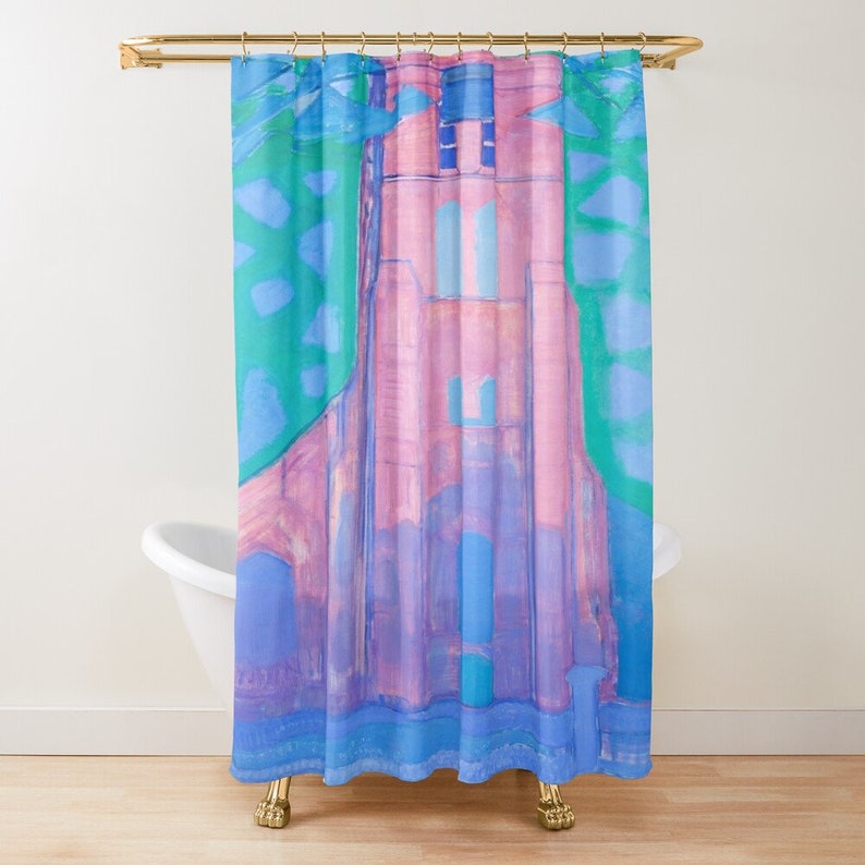 Artistic Personalized Shower Curtain With Church Tower At Domburg, Piet ...