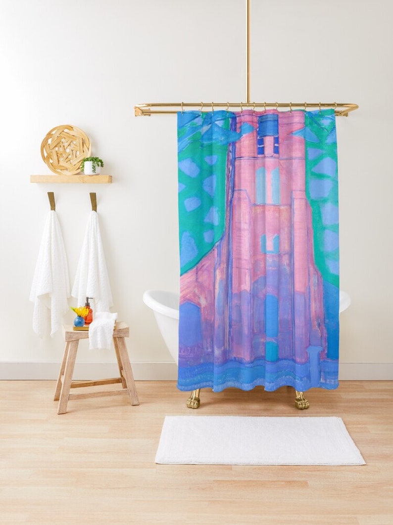 Artistic Personalized Shower Curtain With Church Tower At Domburg, Piet ...