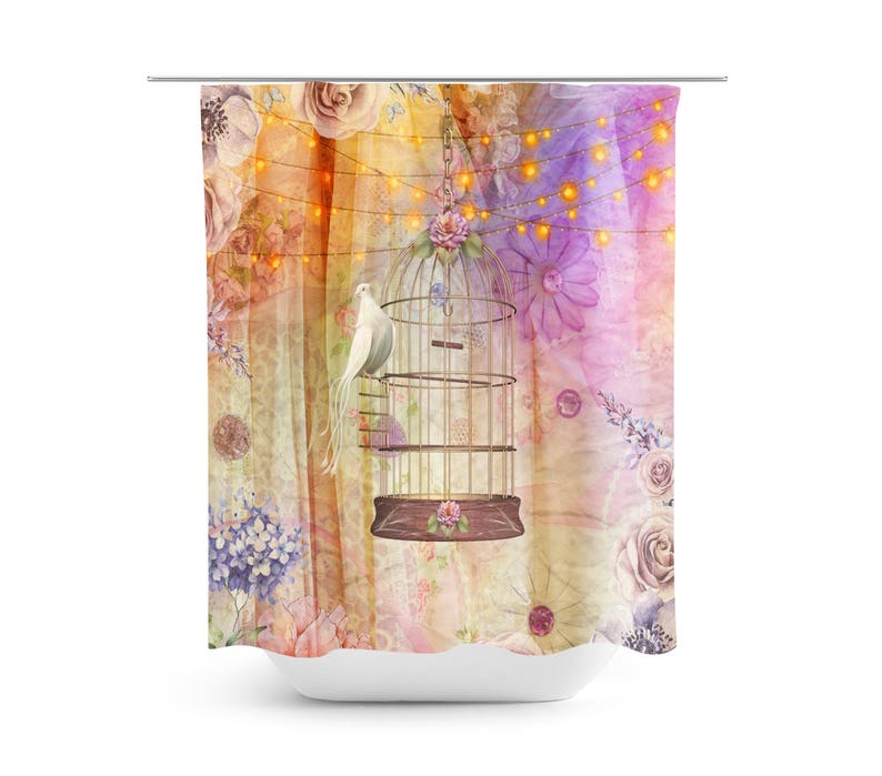 Boho Chic Gypsy Lights Shower Curtain Optional Bath Mat Bathroom - Bluefink