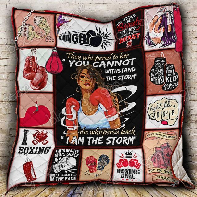 Boxing Girl She Whispered Back I Am The Storm Quilt Blanket Bedding Set ...