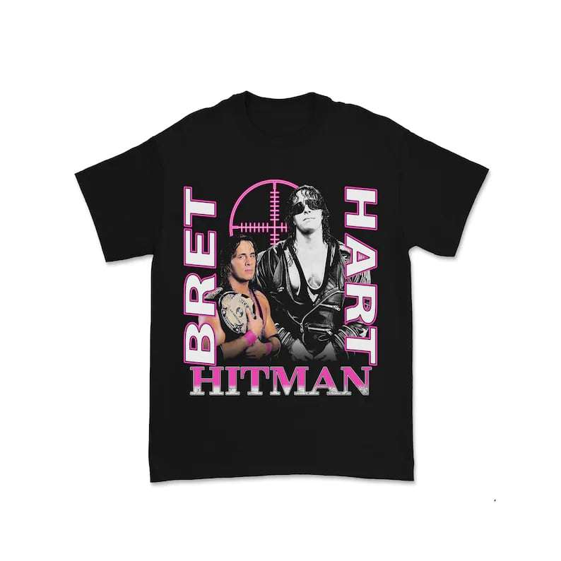 Bret Hitman Hart Wrestling Wwf 90'S Bootleg T-Shirt - Bluefink