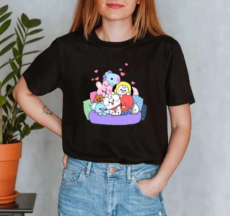 Bt21 Japan Bts Cartoon Bangtan Friends T-Shirt - Bluefink