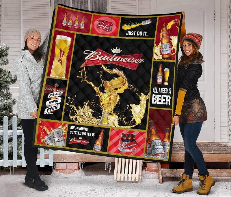 Budweiser Funny Beer Lover Gift Idea Quilt - Bluefink