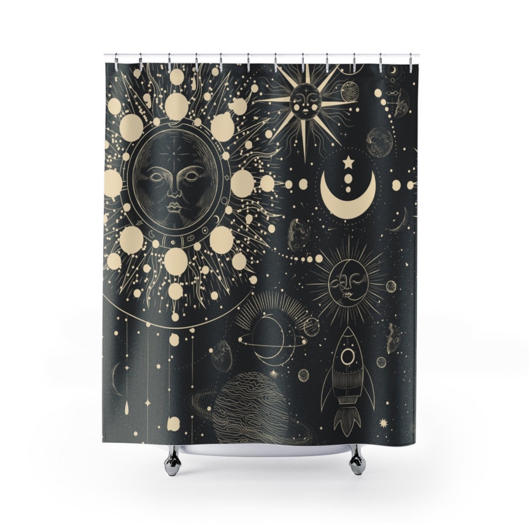 Celestial Moon Space Cosmos Shower Curtain - Bluefink