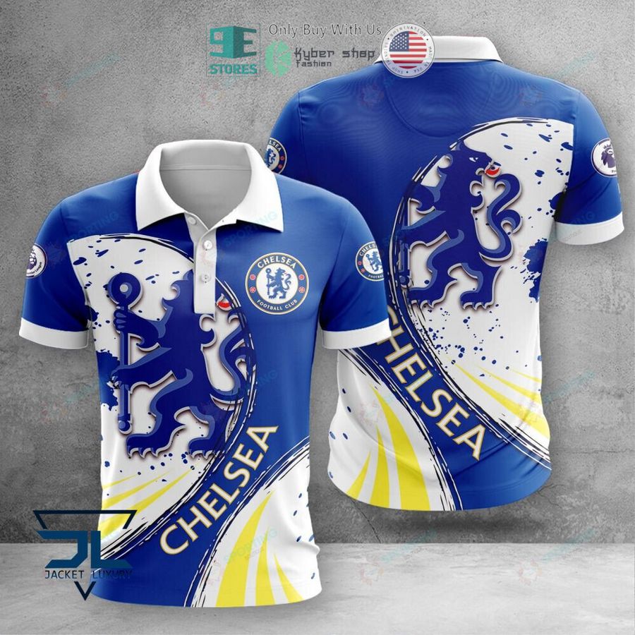 Chelsea FC Blue White Polo Shirt V5 - Bluefink
