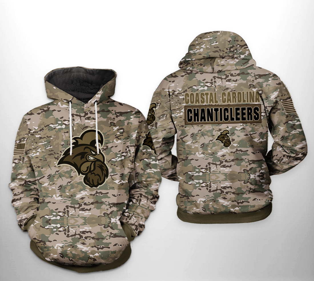 Coastal Carolina Chanticleers NCAA Camo Veteran 3D Hoodie - Bluefink