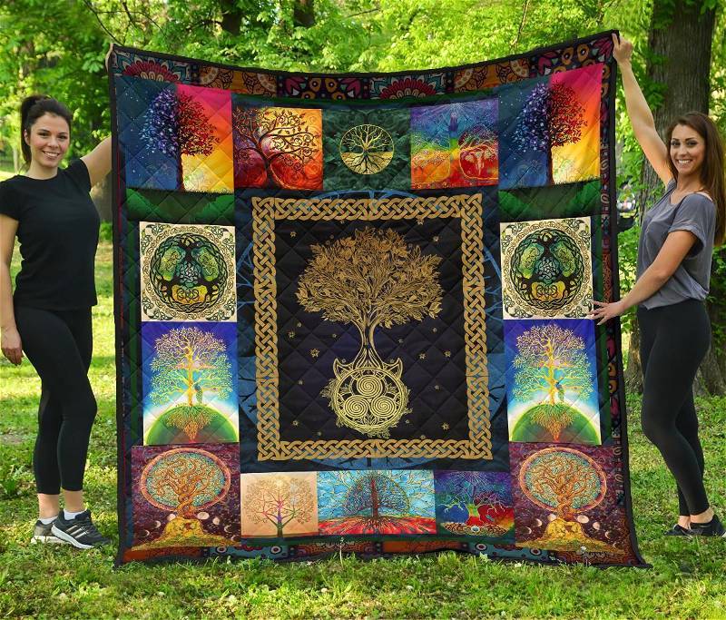 Colorful Graphic Tree Of Life For Earth Lover Quilt - Bluefink