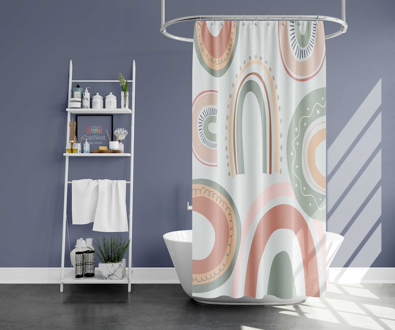 Colorful Rainbow Shower Curtain, Sky Dreamy Landscape, House Warming ...