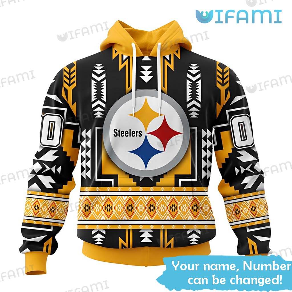 Custom Steelers Hoodie 3D Native American Texture Logo Pittsburgh ...