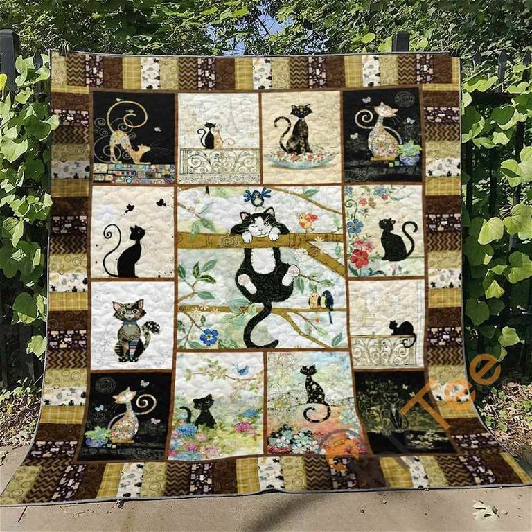 Cute Cat Quilt Blanket Bedding Set - Bluefink