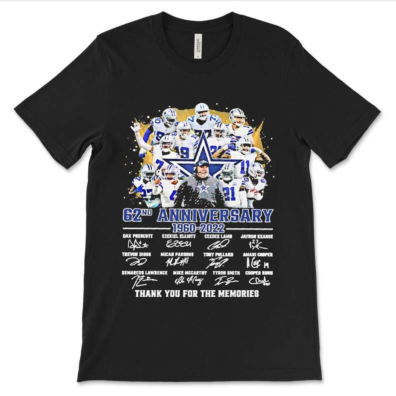 Dallas Cowboys 62Nd Anniversary 1960-2022 T-Shirt - Bluefink