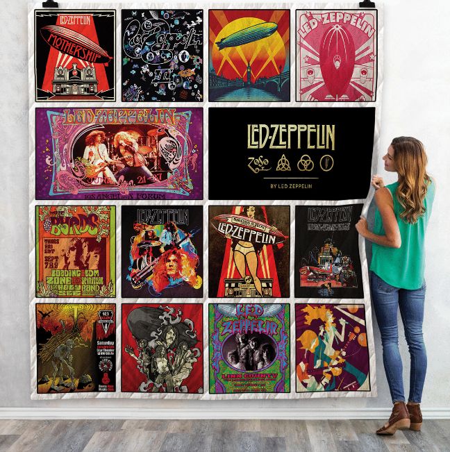 For Rock Fans Led Zeppelin Quilt Blanket - Bluefink