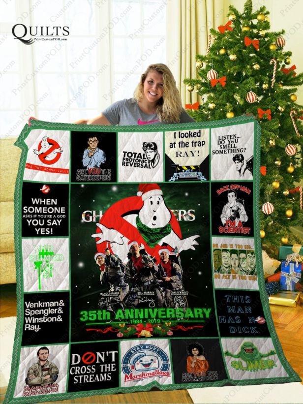 Ghostbusters 35th Anni Quotes Quilt Blanket Bedding Set - Bluefink