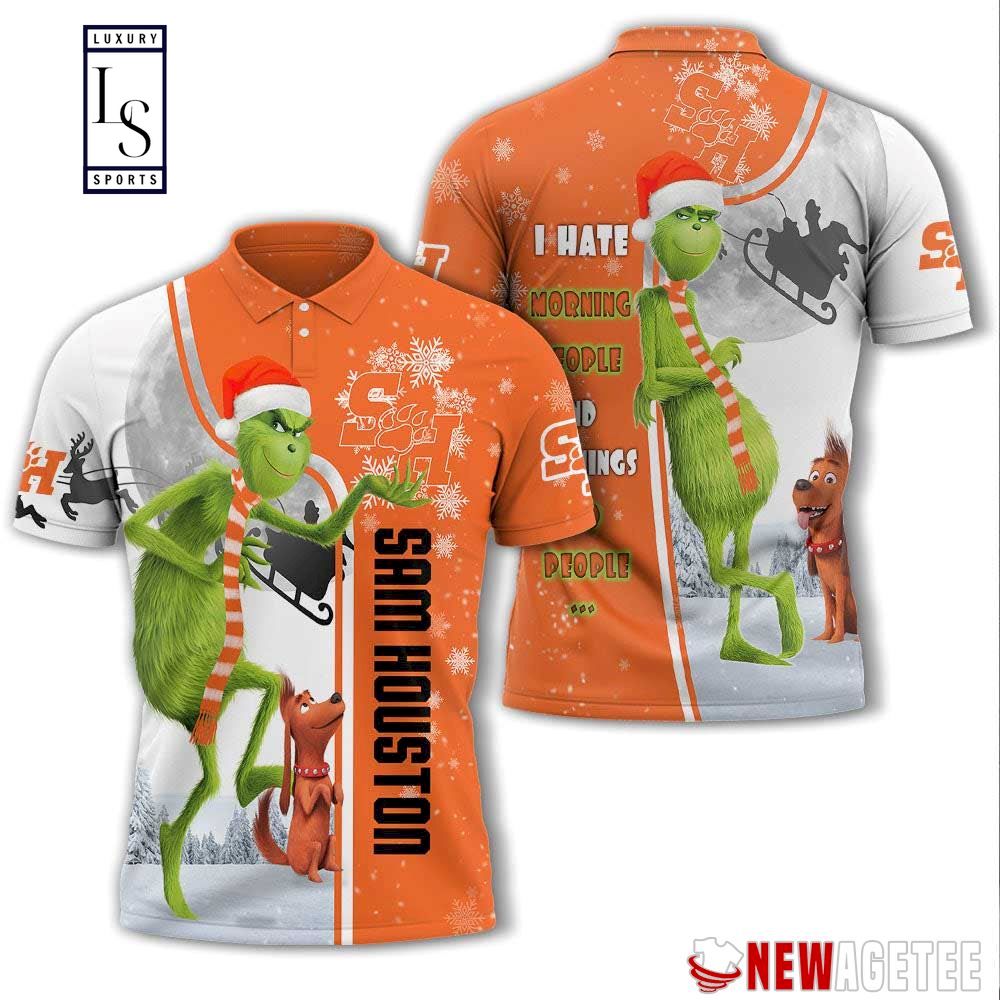Grinch Stole Sam Houston State Bearkats in Christmas Polo Shirt - Bluefink