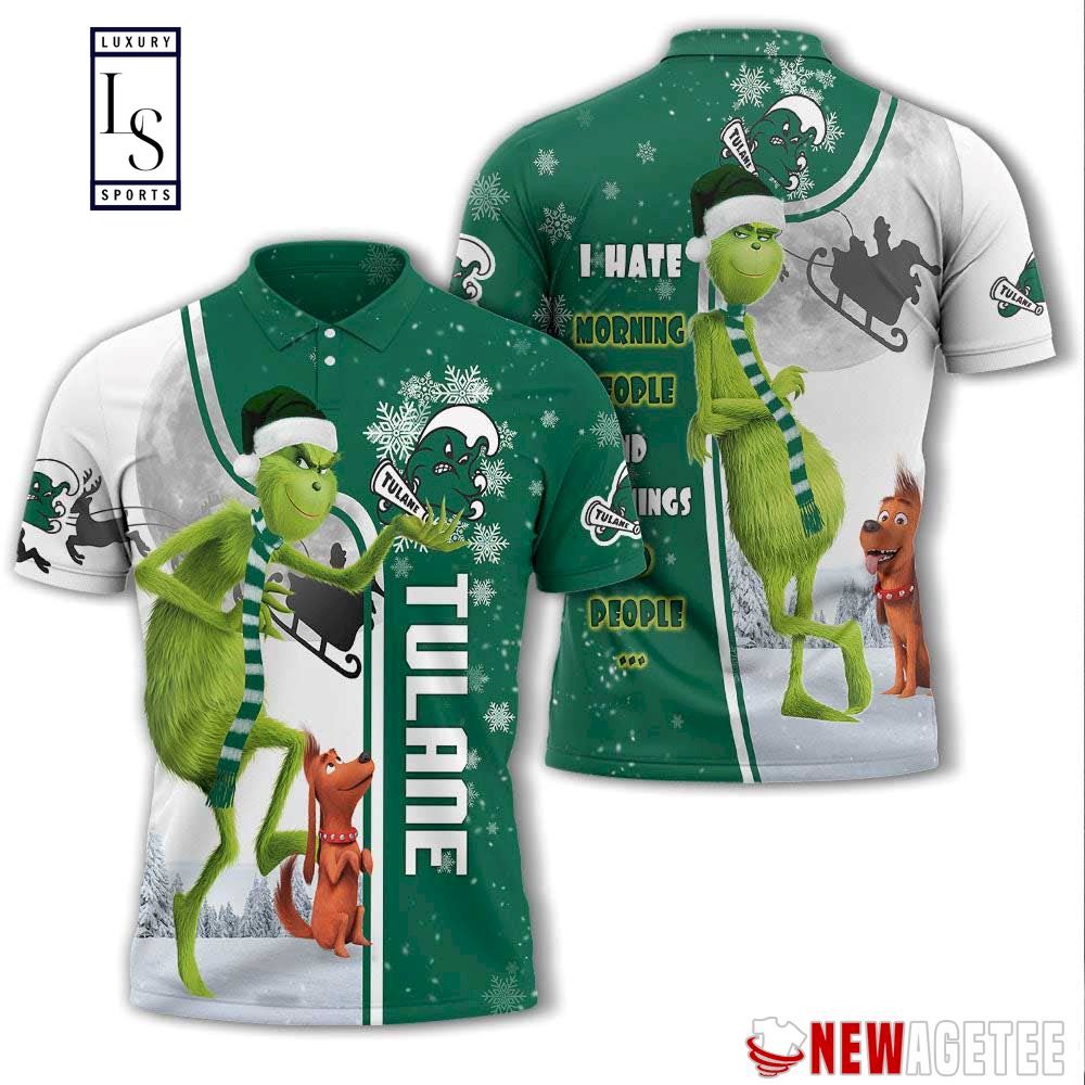 Grinch Stole Tulane Green Wave in Christmas Polo Shirt - Bluefink